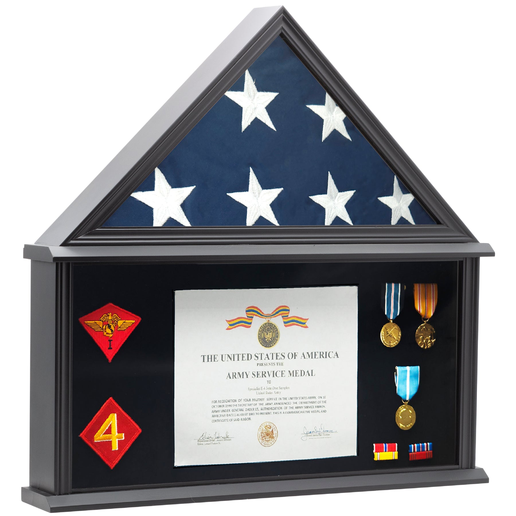 Large Military Display Case Fits 5x9.5’ Flag, Solid Wood and Glass ...