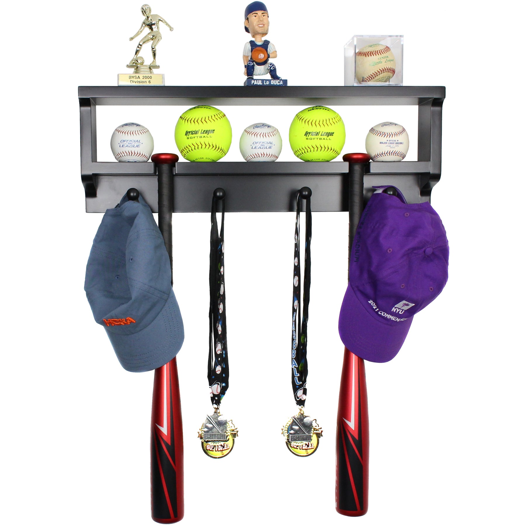 Premier Baseball and Softball Display Shelf-Balls, Bats, Gloves, Awards ...
